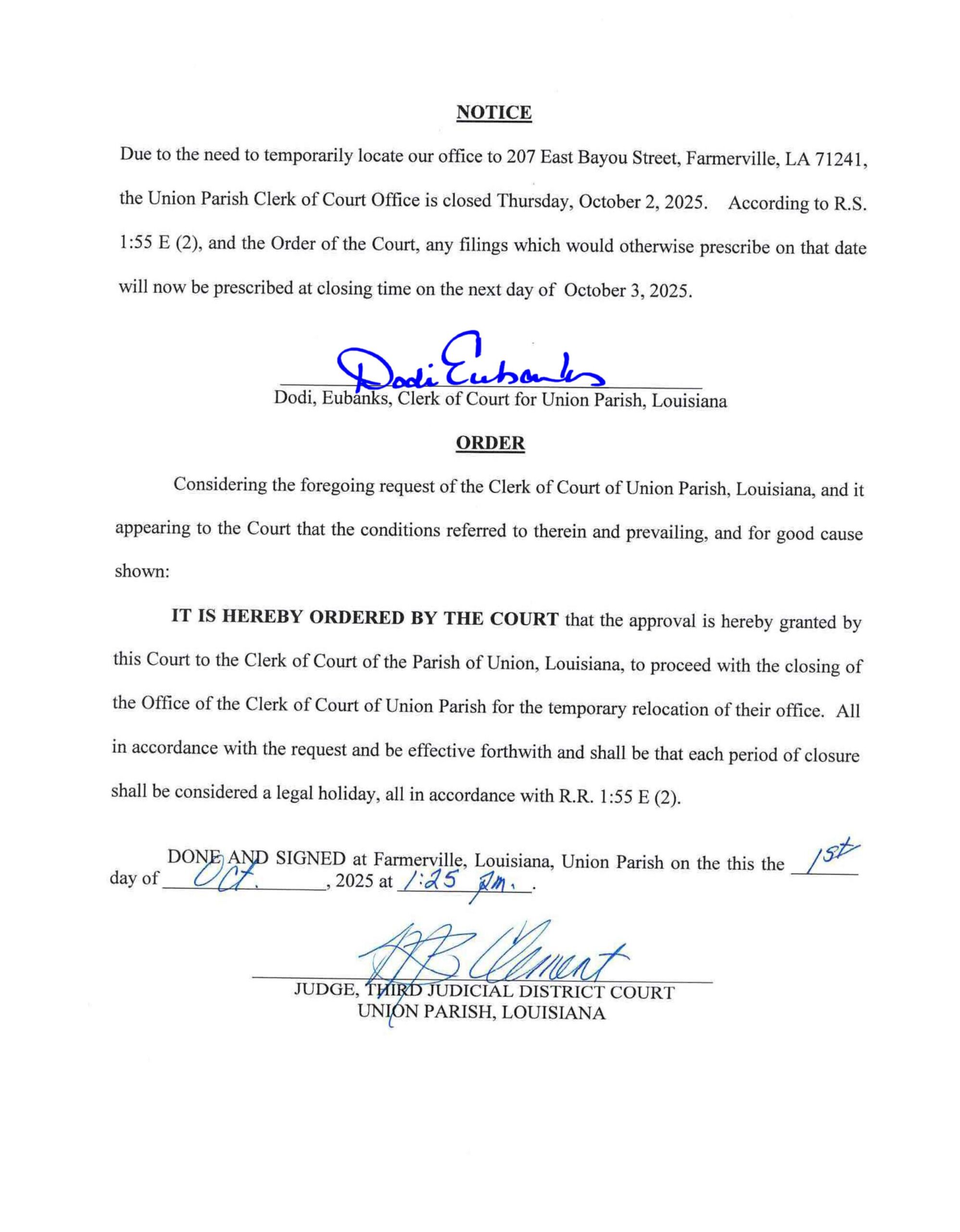 Union Parish Clerk of Court